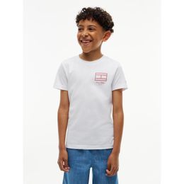 Tommy Hilfiger Jungen T-Shirt Rundhalsausschnitt, Regula Fit, reine Baumwolle, Kinder bis 16 Jahre wei&szlig; 16 (176)
