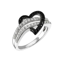 Firetti Damen Fingerring &raquo;Schmuck Geschenk Silber 925 Silberring Herz&laquo; mit Zirkonia (synth.) wei&szlig; 60, Silber 925 (Sterlingsilber), 2mm