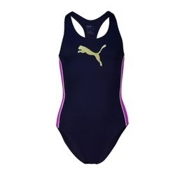 Puma M&auml;dchen Puma Badeanzug &raquo;Puma SWIM GIRLS T7 SWIMSUIT&laquo; Logoprint vorn blau 140, N-Gr