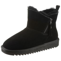 Ara Damen Winterboots &raquo;ALASKA Short Zip&laquo; Stiefel aus echtem Lammfell mit Rei&szlig;verschluss, G-Weite (weit) schwarz 41