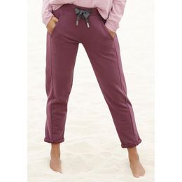 ELBSAND Damen Sweathose &raquo;Brinja&laquo; mit Logoprint am Bund und Taschen, Jogginghose, Relaxhose lila M (38), N-Gr