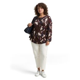 Tom Tailor sheego Gro&szlig;e Gr&ouml;&szlig;en Langarmshirt, brown blurry argyle, Gr&ouml;&szlig;e 52 - Damen