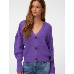 V&eacute;ro Moda Vero Moda Damen Strickjacke &raquo;VMLEA LS V-NECK CUFF CARDIGAN NOOS&laquo; Kunstfaser, regular fit lila S