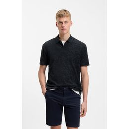 BOSS Orange Herren BOSS Orange Poloshirt florales Jacquardmuster, Baumwollfrottee, Relaxed Fit schwarz M
