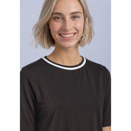Street One Damen Street One Kurzarmshirt Sommershirt mit Kontrastdetails schwarz 38