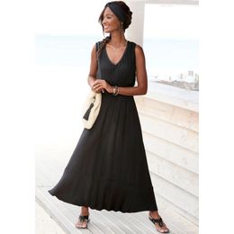 s.Oliver Damen s.Oliver Maxikleid aus gekreppter Viskose zum Binden im Nacken, Sommerkleid, Strandkleid schwarz 34, N-Gr
