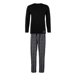 AUTHENTIC LE JOGGER Herren AUTHENTIC LE JOGGER Pyjama 1 St&uuml;ck, 2 tlg. Schlafanzug mit karierter Webhose schwarz 48/50 (M)