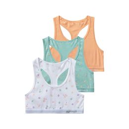 Buffalo M&auml;dchen Bustier Packung, 3 Stk. Uni und Bl&uuml;mchen-Print in einer Packung wei&szlig; 134/140, N-Gr
