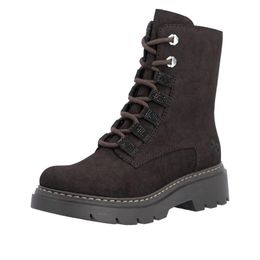 Rieker Damen Schn&uuml;rstiefelette Schn&uuml;rboots, Herbststiefelette mit Glitzersteinchen braun 37