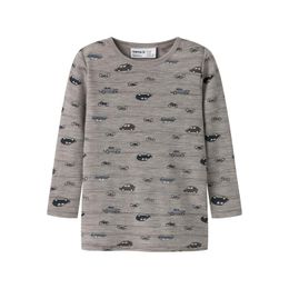 name it Jungen Langarmshirt &raquo;NMMWANG WOOL RIB LS TOP AOP NOOS&laquo; aus weicher und w&auml;rmender Merinowolle beige 104