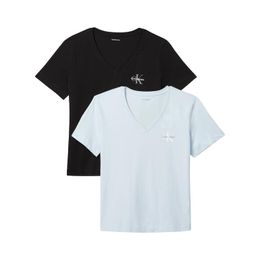 Calvin Klein Jeans Damen T-Shirt &raquo;MONOLOGO VNK 2PACK TEE&laquo; Packung, 2er-Pack, 2 tlg., Logoschriftzug schwarz-wei&szlig; L (42)