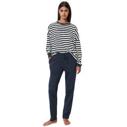 Marc O'Polo Marc O'polo Damen Marc O'Polo Pyjama &raquo;Mix & Match Cotton-Woven&laquo; Set, 2 tlg. mit Logoschriftzug auf der Brust blau S (36)