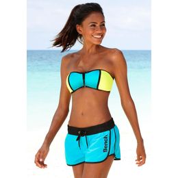 Bench. Damen Badeshorts aus Microfaser, mit Au&szlig;enkordel, mit Ges&auml;&szlig;tasche, mit Klettverschluss blau 42, N-Gr