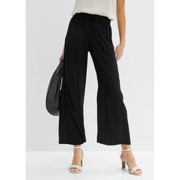 bonprix Damen bonprix Schlupfhose aus Viskose, mit Bindeband, lockere Passform, mit Crinkle-Struktur schwarz 54, K-Gr