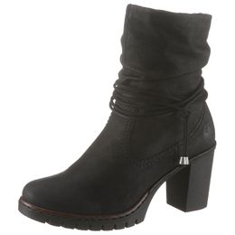 Rieker Damen Winterstiefelette , Boots, Trichterabsatz, Warmfutter, mit gerafftem Schaft schwarz 42