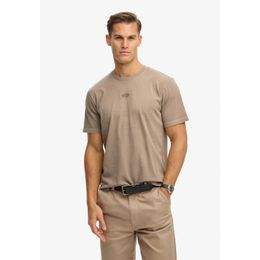 Superdry Herren Rundhalsshirt &raquo;MICRO LOGO TSHIRT&laquo; mit Micro-Marken-Logo beige L