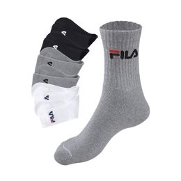 Fila Damen Tennissocken &raquo;UNISEX CREW TENNIS FULL TERRY SOCKS&laquo; 6 Paar, 6 Stk. tlg. Sportsocken, flache Zehennaht schwarz-wei&szlig; 43-46