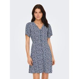 Only Damen Only Minikleid &raquo;ONLEVIDA S/S SHORT DRESS WVN NOOS&laquo; Viskose, regular fit, V-Ausschnitt blau XS, N-Gr