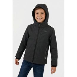 CMP Jungen CMP Softshelljacke &raquo;KID SOFTSHELL JACKET FIX HOOD&laquo; mit Kapuze wasserabweisend, windabweisend, mit Rei&szlig;verschlusstaschen schwarz 176