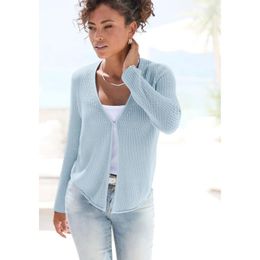 Vivance Damen Strickjacke mit Haken-Verschluss blau 44/46