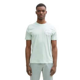 Tom Tailor Denim Herren Tom Tailor Denim Rundhalsshirt mit verschiedenen Logo Prints gr&uuml;n M