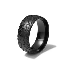 Firetti Fingerring &raquo;Schmuck Geschenk Edelstahl Damenring Herrenring Autoreifen-Spur&laquo; Made in Germany schwarz 68, Edelstahl, 8mm