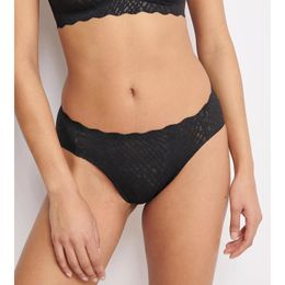 Sloggi Damen Sloggi Slip &raquo;ZERO Feel Bliss&laquo; unsichtbar, mit Spitzenoptik, mit hohem Beinausschnitt schwarz S