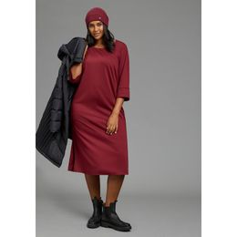Laura Scott Curve Damen Laura Scott CURVE Midikleid &raquo;Gro&szlig;e Gr&ouml;&szlig;en&laquo; Midikleid in wadenlanger Schnittform, figurumspielende Passform rot 44, N-Gr