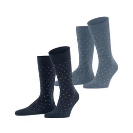 Esprit Herren Socken &raquo;Fine Dot&laquo; 2 Paar, gepunktet, geripptes B&uuml;ndchen, Baumwoll-Mix blau 43-46