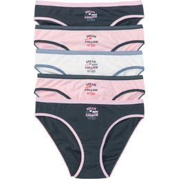 bonprix Damen bonprix Slip &raquo;Slip (5er Pack)&laquo; Packung, 5 Stk. mit dekorativen B&uuml;ndchen in Kontrastfarbe, weiche Materialqualit&auml;t blau 40/42 (M), 5 Stk.