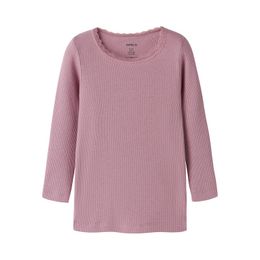 name it M&auml;dchen Langarmshirt &raquo;NMFKAB LS TOP NOOS&laquo; in Feinripp und mit s&uuml;&szlig;er Spitzenkante am Ausschnitt rosa 116