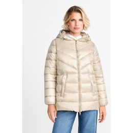 Richroyal Damen RICHROYAL Steppjacke mit Kapuze mit 2-Wege-Rei&szlig;verschluss braun 34