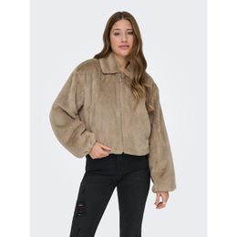 Only Damen Only Pl&uuml;schjacke &raquo;ONLDANA LIFE FAUX FUR JACKET CC OTW&laquo; ohne Kapuze silber M