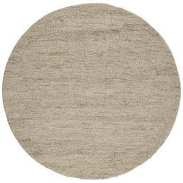 Theko Wollteppich &raquo;Taza Royal, handgekn&uuml;pft&laquo; rund 24 mm H&ouml;he echter Berber Teppich aus Marokko, reine Schurwolle, Wohnzimmer grau Schurwolle &Oslash; 150cm 1