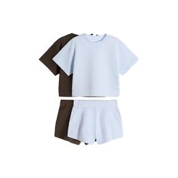 The Set Set: T-Shirt und Shorts M&auml;dchen Gr&ouml;&szlig;e 116 hellblau / schoko
