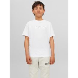 Jack & Jones Jack & Jones Junior Kinder Rundhalsshirt &raquo;JJESTAR l&auml;ssig, weich, atmungsaktiv, stylisch&laquo; bedruckt, casual, relaxed fit, Rundhals wei&szlig; 140