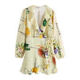 next Kleid Damen Gr&ouml;&szlig;e 48 creme / pastellgelb / gr&uuml;n / lila Sommerkleid