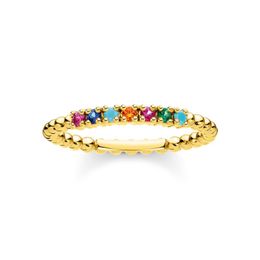 Thomas Sabo Damen Thomas Sabo Fingerring &raquo;Kugeln mit Steinen&laquo; mit Glas-Keramik Stein, Korund, Zirkonia (synth.) gold 56, Silber 925 (recycelt), 2mm