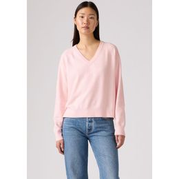 Levi's Levi's Damen V-Ausschnitt-Pullover &raquo;SUPER SOFT VNECK PULLOVER&laquo; im Bund beidseitig mit kurzem Schlitz rosa S (36)