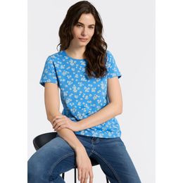 Ragwear Damen Kurzarmshirt &raquo;MINTTA FLOWER O&laquo; mit sommerlichem Print blau M