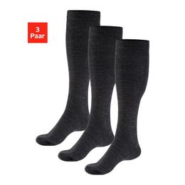 Bench. Herren Kniestr&uuml;mpfe &raquo;Herren Wollkniestr&uuml;mpfe, uni, weicher Abschluss&laquo; Packung, 3 Paar tlg. Herrenkniestr&uuml;mpfe mit w&auml;rmender Wolle grau 47-48