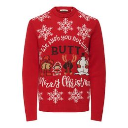 Only & Sons Only & Sons Herren ONLY & SONS Rundhalspullover &raquo;ONSX-MAX SNOW REG CREW KNIT&laquo; rot S