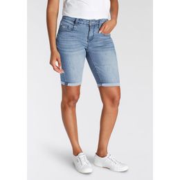 H.I.S. H.I.S Damen Jeansshorts &raquo;duffyHS&laquo; schmale Beinform, krempelbare Beinabschl&uuml;sse, normale Leibh&ouml;he blau 36, L&auml;nge 32
