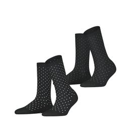 Esprit Herren Socken &raquo;Fine Dot&laquo; 2 Paar, mit Punkten, schmales B&uuml;ndchen, Baumwoll-Mix schwarz-wei&szlig; 35-38