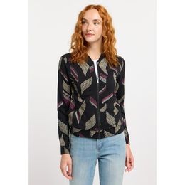 Ragwear Damen Sweatjacke &raquo;KENIANE PRINT&laquo; mit Rei&szlig;verschluss, aus Polyester, Viskose und Elasthan, Langarm schwarz S