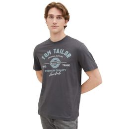 Tom Tailor Herren Tom Tailor T-Shirt mit gro&szlig;em Logofrontprint grau L