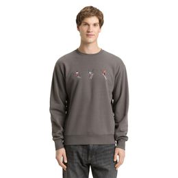 Tom Tailor Denim Herren Tom Tailor Denim Sweater, mit Ski-Motiven bestickt L