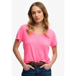 Superdry Damen T-Shirt &raquo;STUDIOS SLUB EMB VEE TEE&laquo; Baumwollmischung, relaxed fit XS