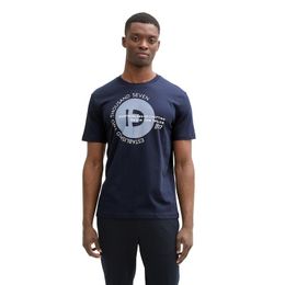 Tom Tailor Denim Herren Tom Tailor Denim Rundhalsshirt mit verschiedenen Logo Prints blau M