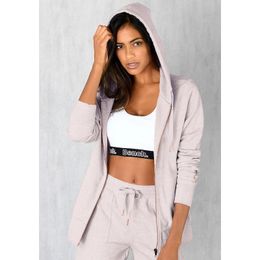 Bench. Loungewear Damen Sweatjacke mit Taschen und Zipper, Loungeanzug beige 48/50